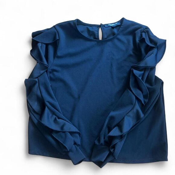 Marc New York | Tops | Marc New York Womens Black Ruffle Long Sleeve ...